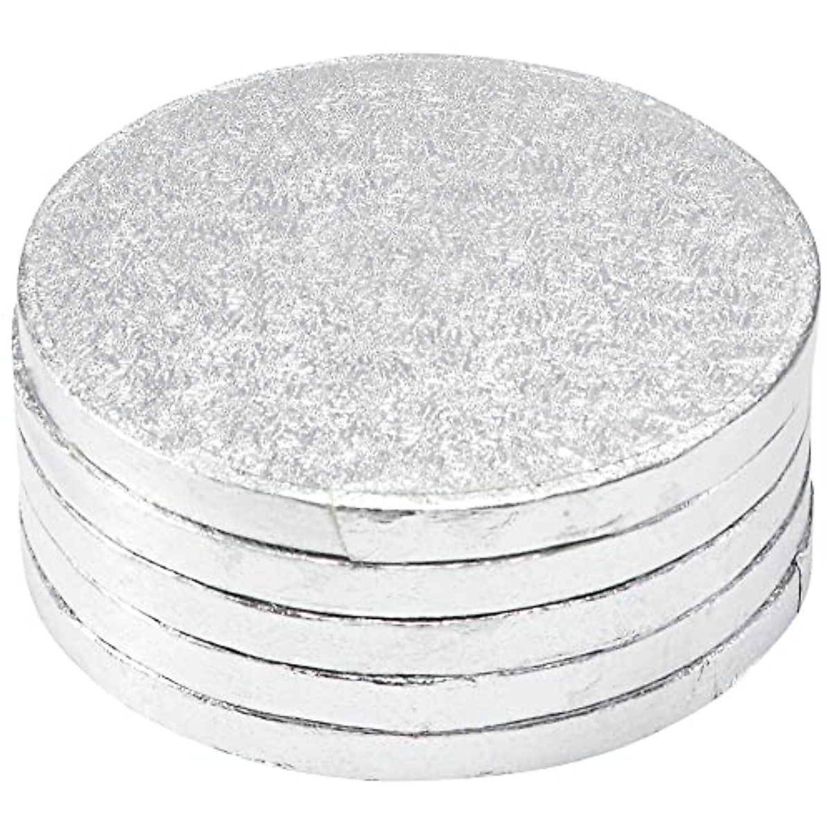 DecoPac Round Cake Drum, Pack of 5, 6", Silver