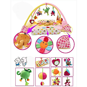 KUANDARM Elephants Pattern Baby Gym Activity Play Mat Fitness Frame with Pendant Toys Infants Activity Centre Newborn Gift, Pink