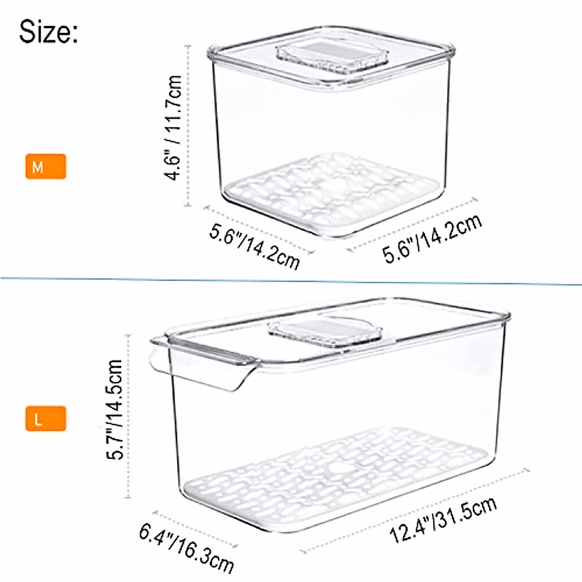 iPEGTOP Fridge Produce Saver Food Storage Bin Containers, Stackable Refrigerator Freezer Organizer Fresh Keeper Container with Vented Lids, 3 Pack