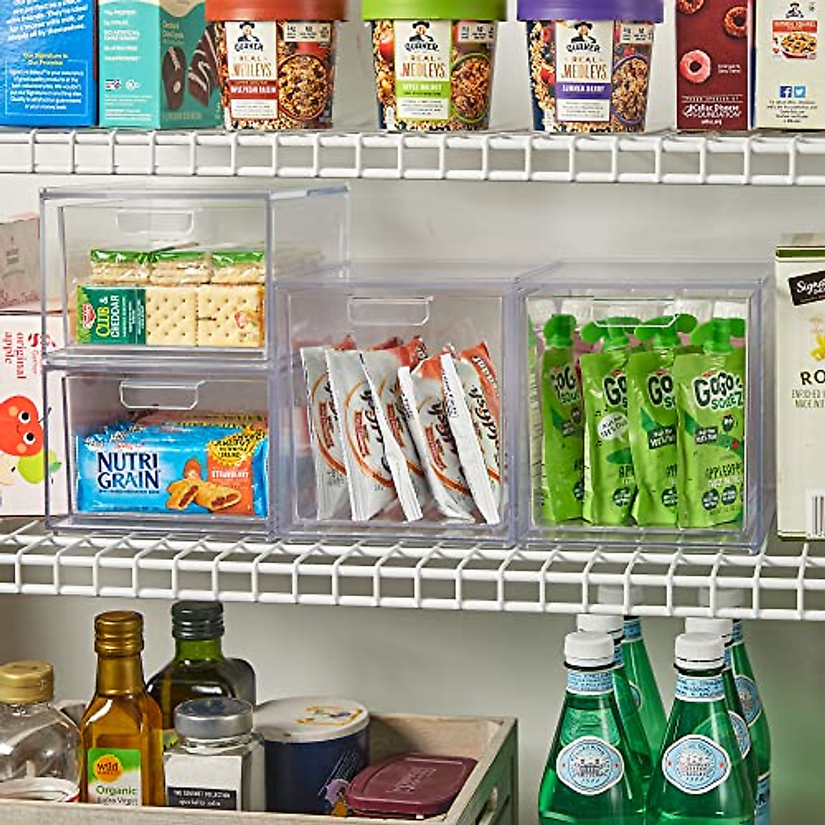 STORi Audrey Stackable Clear Bin Plastic Organizer Drawers | 2 Piece Set | Organize Cosmetics and Beauty Supplies on a Vanity | Made in USA