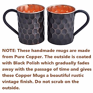 Staglife Black Diamond Moscow Mule Copper Mugs & Copper Cups for Moscow Mules Hammered Finish Set of 2
