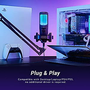 TONOR USB Microphone, Gaming RGB Microfono, PC Podcast Recording Cardioid Computer Mic Kit for Streamer, PS4/5 Gamer, Youtuber, Studio Condenser Laptop Mic with Adjustable Boom Arm Stand TC40 RGB