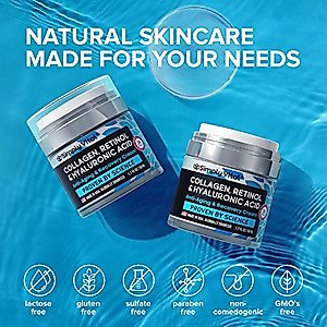 Face Moisturizer Collagen Cream - Anti Aging Neck and Décolleté - Made in USA Natural Anti Wrinkle Moisturizer for Women - Day & Night Face Cream - Moisturizing, Lifting & Recovery - 1.7oz