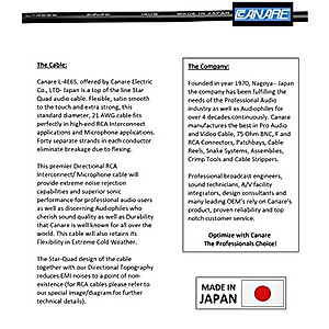 WORLDS BEST CABLES 4 Foot RCA Cable Pair - Made with Canare L-4E6S, Star Quad, Audio Interconnect Cable and Amphenol ACPR Gold RCA Connectors – Directional Design - Custom Made