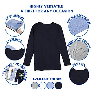 Brix Boys' Long Sleeve Tees - Shirts 4 Pack Cotton Crewneck Multipack Basic T-Shirts.