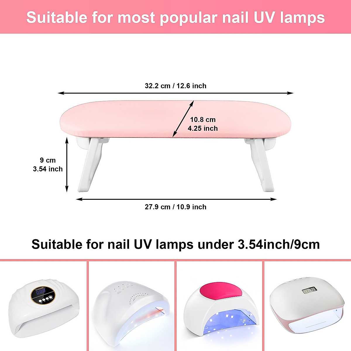 Diesisa Nail Arm Rest, Foldable PU Leather Nail Arm Rest for Nails with Soft Table Mat, Soft Hand Rest for Acrylic Nails/Nail Hand Rest for Manicure Salon Use-Pink
