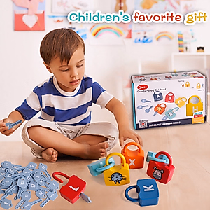 ABC Children's Learning Lock Educational Alphabet Set, Suitable for Early Childhood Education Toys for Toddlers, with 26 Locks and 26 Keys, Preschool Alphabet Learning Games for 3 Years Old and Above