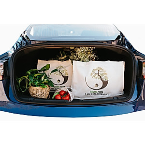 Green Aura Kitchen Reusable Grocery Shopping Bags, Canvas Grocery Bags Reusable Shopping Bags, Reusable Grocery bags Washable, Foldable & Heavy Duty, Cloth Grocery Bags With Handles, Set of 2 (L) Bags