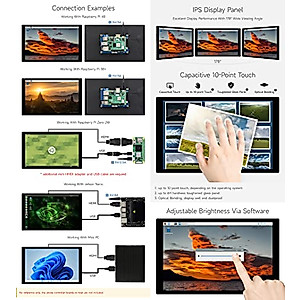 waveshare 10.1inch Capacitive Touch LCD IPS Display, 1280×800 Resolution, HDMI Interface, Compatible with Raspberry Pi 5/4B/3B/Zero/Zero W/Zero 2W/Pico/Pico W/Pico WH, Support Jetson Nano/PC