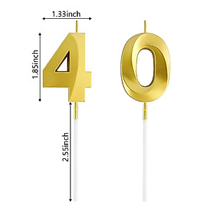40th Birthday Decorations for Men, Gold 40th Birthday Candles, 40th Birthday Gifts Women Men 40 Year Old Happy 40th Birthday Decorations Cake Topper Number 40 Candle Cake Sparkler 40th Birthday Decor