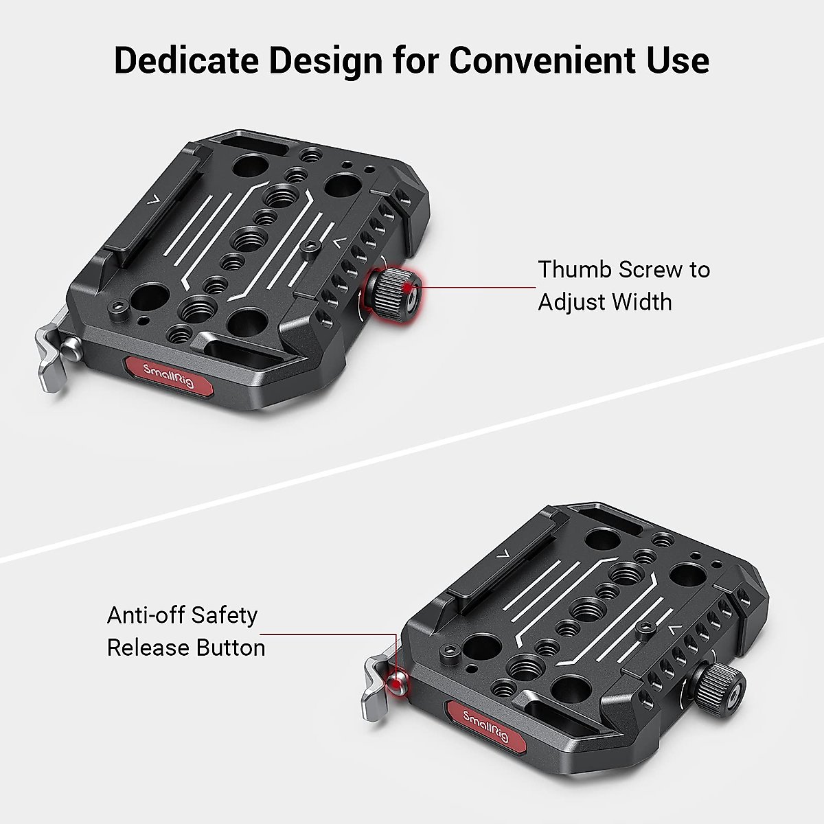 SmallRig Drop-in Baseplate for Manfrotto 501PL Style with Anti-Falling and Width Adjustable Design - 2887