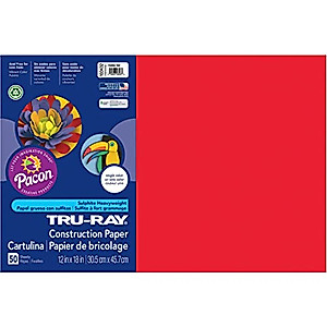 Tru-Ray® Construction Paper, 50% Recycled, 12" x 18", Festive Red, Pack Of 50