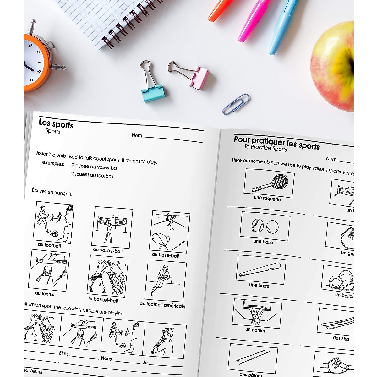 The 100+ Series: French Workbook, Grades 6-12 French Book Covering Alphabet Letters, Numbers, and Vocabulary, French Language Learning Reproducible Activities, Classroom or Homeschool Curriculum