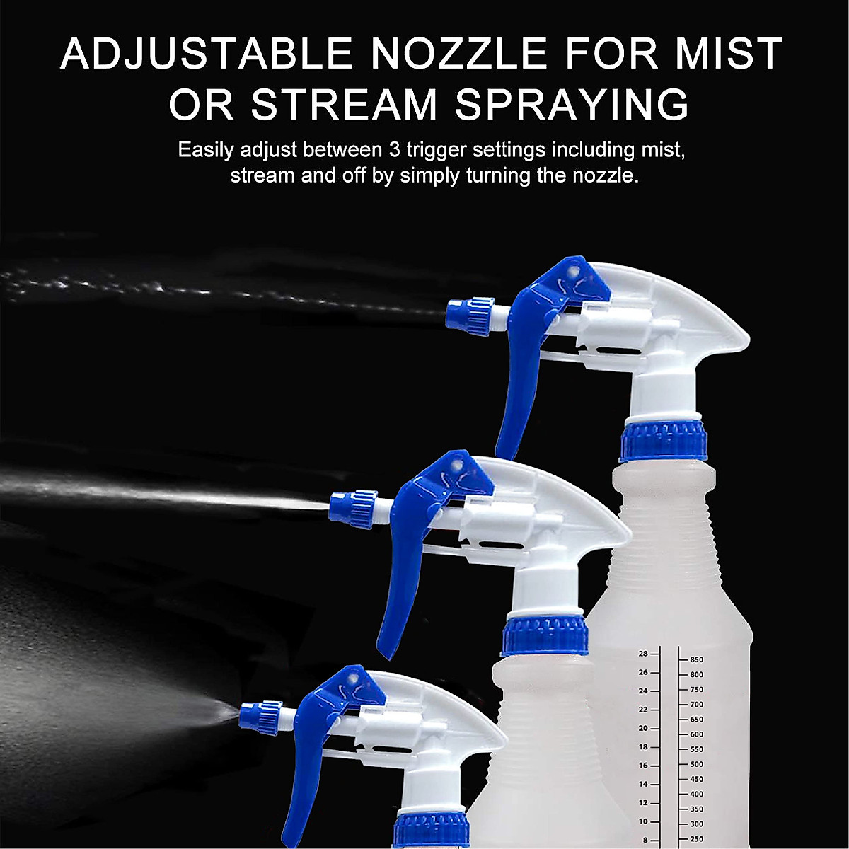 AMD Envases Plastic Spray Bottle (4 Pack, 28 Oz, All-Purpose) - bottles for cleaning solutions heavy duty squirt (Blue), 600076