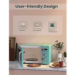 SIMOE Retro Countertop Microwave Oven, 0.9 cu.ft. 900 W Compact Micro-wave Oven with LCD display and 5 Micro Power