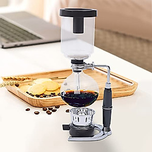 KenSyuInt 3 Cups Syphon Coffee Maker|Tabletop Glass Siphon Pot Syphon Coffee Maker Set-Siphon Vacuum Coffee Maker|High Temperature Resistant Glass Not Breakable
