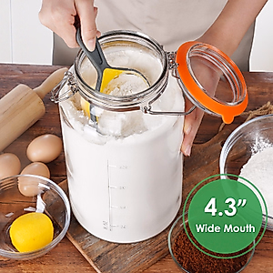 Wide Mouth Glass Mason Jar with Glass Flip Lid and Silicone Seal, 1.5 Gallon Glass Jar with Handle, Big Pickle Jars with Capacity Mark, Large Glass Jar with Lid for Kitchen Food Storage(1 Pack)