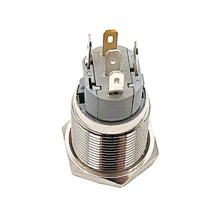 Sydien 1Pc 110V-220V 3A Latching/Self-Locking Push Button Switch with Wire Connector Socket Plug for 16mm /0.63" Mounting Hole