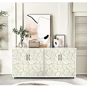 Peel and Stick Wallpaper Gold Contact Paper Leaf Wallpaper Boho Leaves Peel and Stick Wallpaper Self-Adhesive Wallpaper Waterproof Wallpaper for Wall Home 17.7" X118"