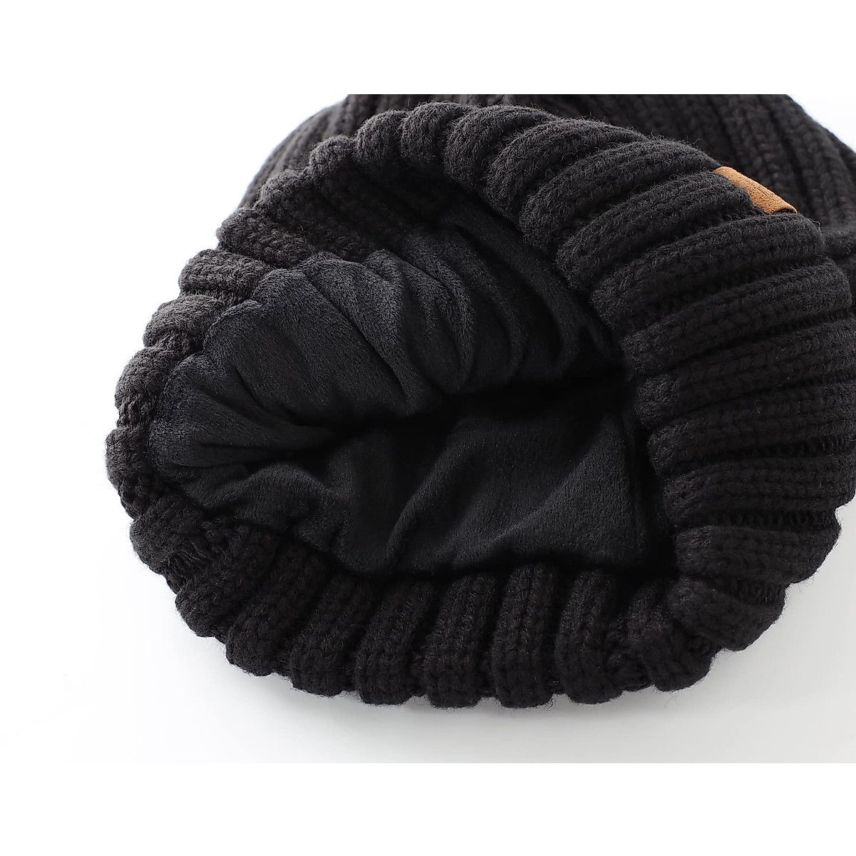 Home Prefer Men's Winter Hats Acrylic Knit Beanie Watch Cap Cold Weather Snow Ski Beanie Hat with Lining Black