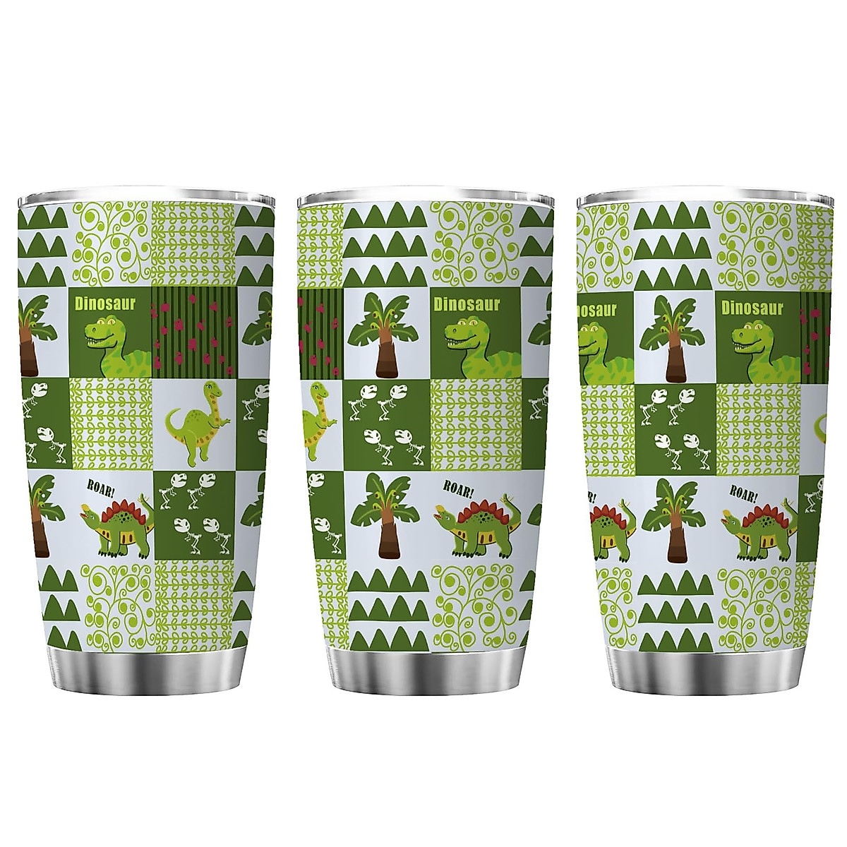 Tumbler Cartoon Dinosaur Tree Stainless Steel Coffee Travel Mug With Flip Lid Leak Proof Travel Tumbler Hot And Cold Drinks Thermal Cup Tea Wine Cups For Office Cartoon Dinosaur Tree 20oz