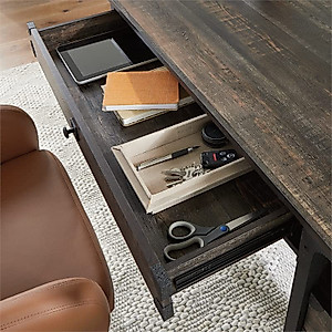 Sauder Steel River Industrial Computer Desk with Storage, Carbon Oak Finish