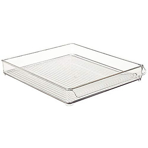 iDesign Plastic Refrigerator and Freezer Storage Organizer Tray with Handle for Kitchen, Pantry, Shelf, Counter, BPA-Free, 14.5" x 12" x 2", Clear