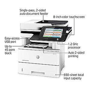 HP LaserJet Enterprise M527dn Multifunction Laser Printer with Built in Ethernet and Duplex Printing (Renewed)