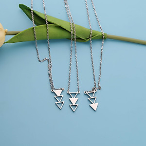 AKTAP Friendship Gift Best Friend Necklace for 3 Long Distance Gifts for Family Sister BFF Tribe Triangle Necklace