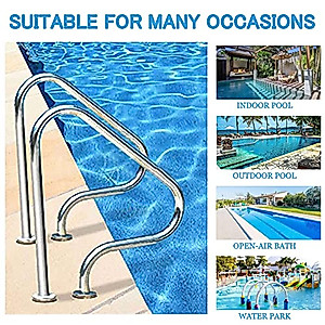 Antourlamm Swimming Pool 3-Bend Handrail, 304 Stainless Steel Spa Handrail, 31.5" X 31.5" Pool Hand Grab Rail for Garden Backyard Water Parks(1PCS)
