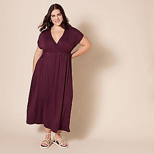 Amazon Essentials Women's Waisted Maxi Dress (Available in Plus Size), Burgundy, 3X
