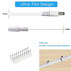 2 Pack 20FT DC Power Extension Cable,2.1mm x 5.5mm 12v DC Extension Cord Power Supply Adapter for CCTV Security Camera Surveillance Indoor IP Camera,LED Strip,12 Volt Male to Female Plug Flat Cable