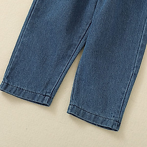 Tiacham Girls Jeans Romper Toddler Sleeveless Ruffle Halter Jumpsuits Baby Girl Denim Overalls Kids Pants (Blue , 2-3T )