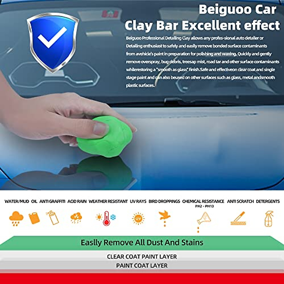 Beiguoo Car Clay Bars Detailing kit 4 Pack 400g, Auto Detailing Magic Clay Bar Cleaner for Car Vehicle Cleaning