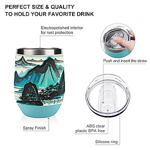 OPTKSNCU 304 Stainless Steel Insulated Cup with Lid, Landscape Patterns Print Durable, And Easy to Clean – Ideal for Home, Office, And Gift Giving