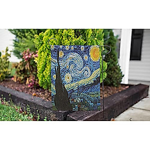 Moslion Van Gogh Garden Flags Double Sided Classic Arts Starry Night Farmhouse Sky Moon Yard Flag 12.5x18 Inch Burlap Banners Home Decorative Outdoor Villa