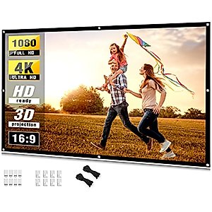Projector Screen 84 inch, Taotique 4K Movie Projector Screen 16:9 HD Foldable and Portable Anti-Crease Indoor Outdoor Projection Double Sided Video Projector Screen for Home, Party, Office, Classroom