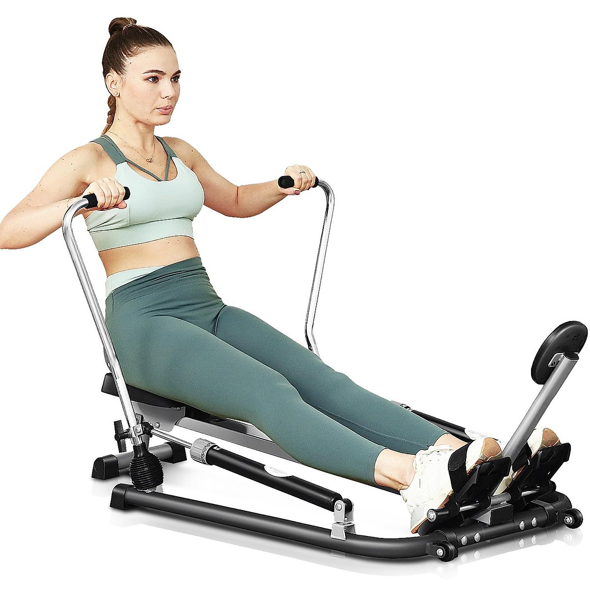ANCHEER Rowing Machine,Rowing Machines for Home Use with LCD Monitor& Comfortable Seat,Hydraulic Rower Machine with 12 Resistance Levels Up to 290 lb Weight Capacity (Black)