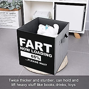 Fart Now Loading Please Wait Canvas Collapsible Storage Bins Cube Organizer Baskets with Handles for Home Office Car