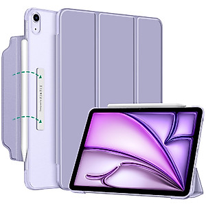 Fintie SlimShell Case for iPad Air 11-inch M2 (2024), iPad Air 5th Generation (2022) / iPad Air 4th Gen 10.9 Inch - [Magnetic Clasp] Lightweight Stand Case with Frosted Back Cover, Lilac Purple