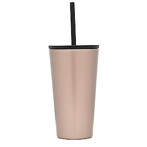 Simple Modern Insulated Tumbler with Lid and Straw | Iced Coffee Cup Reusable Stainless Steel Water Bottle Travel Mug | Gifts for Women Men Her Him | Classic Collection | 16oz | Rose Gold