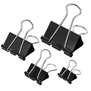 Mr. Pen- Binder Clips, 100 pc, Assorted Sizes, Black, Paper Binder Clips, Paper Clamps Assorted Sizes, Black Clips for Paper, Black Binder Clips, Office Clips Assorted, Metal Binder Clips