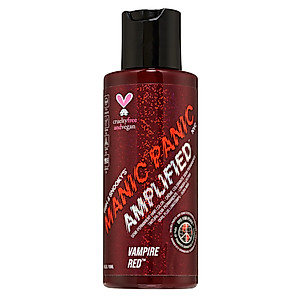 MANIC PANIC Vampire Red Hair Color - Amplified - Semi Permanent Hair Dye - Deep Blood Red Color Can Give Burgundy Tones To Unbleached Hair - For Dark, Light Hair - Vegan, PPD & Ammonia Free (4oz)