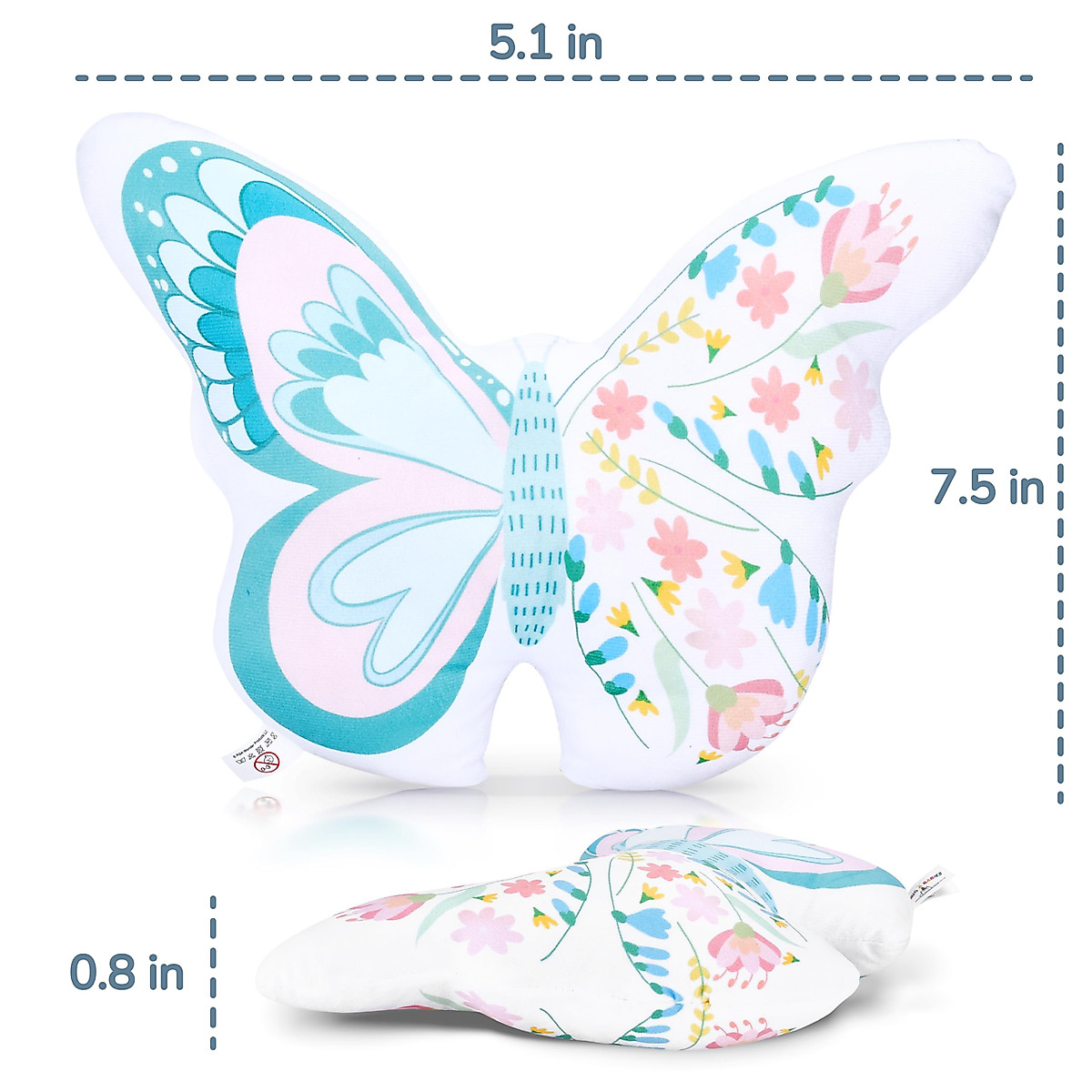 PixieCrush Butterfly Pillow - Butterfly Room Decor - Decorative Flower Throw Pillow - Stuffed Butterfly - Soft & Plush Butterfly Stuffed - Pink Butterfly Throw Pillow - Butterfly Plush