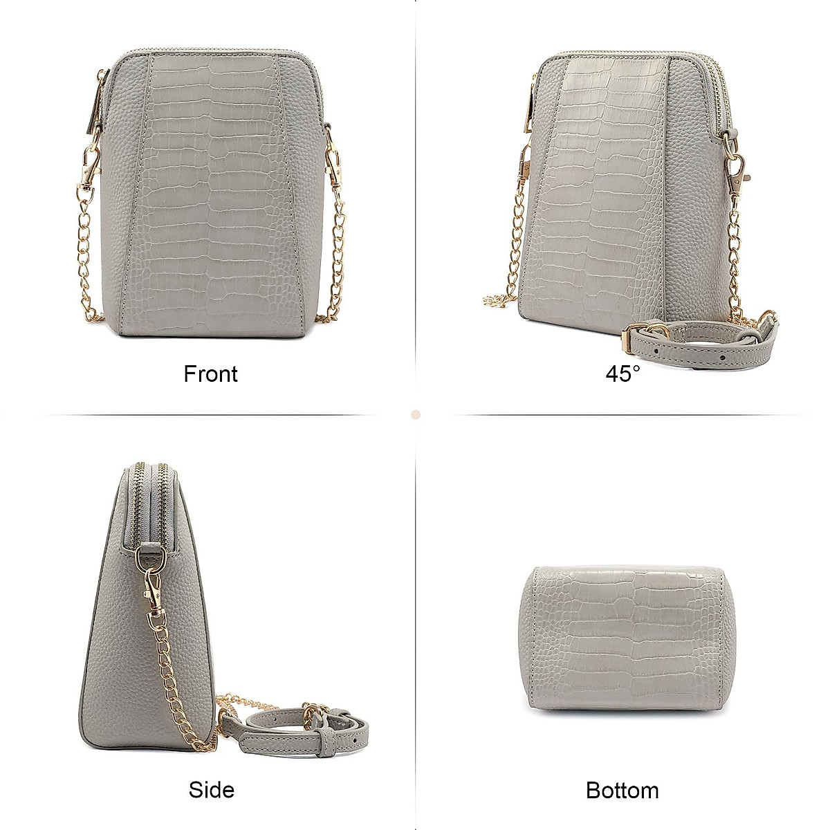 LOVEVOOK Crossbody Bags for Women Small Purse Cell Phone Purse Leather Crossbody Bag Trendy Summer Wallet (Grey)