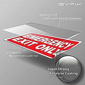 Emergency Exit Only Signs Stickers, 2 Pack 10x7 Inch – Premium Self-Adhesive Vinyl Decal, Laminated for Ultimate UV, Weather, Scratch, Water & Fade Resistance, Indoor & Outdoor