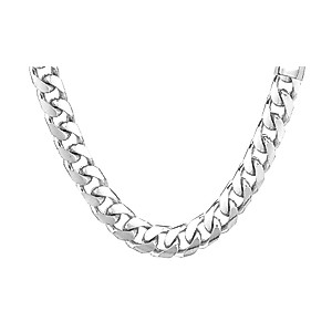 The Diamond Deal Silver 6.3mm Miami Cuban Chain with Box Lock, Rhodium Chain, Unisex (8.5 IN And 6.3 MM)