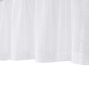 Fragrantex White Valances for Windows 1 Pack Pinstriped Sheer Window Toppers for Bay Window with Arrow Pattern Farmhouse Cafe Small Bathroom Valance Curtains 17" L,Rod Pocket,54" Wx17 Lx1
