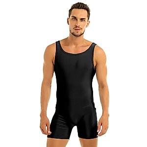 Yihuimin Men's One Piece Tank Top Sports Workout Leotard Bodysuit Wrestling Singlet Underwear Black 3X-Large
