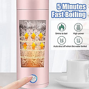 Travel Electric Kettle, 400ml Portable Electric Kettle for Boiling Water, Water Boiler with Keep Warm Function, Small Portable Kettle Travel Tea Kettle with Fast Boil and Automatic Shut of (Pink)